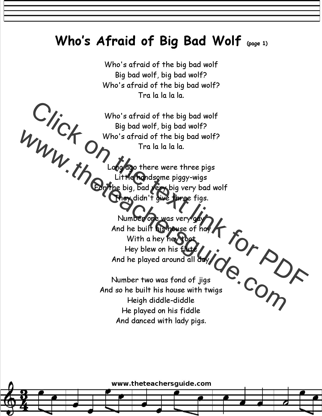 Who s Afraid Of The Big Bad Wolf Lyrics Printout MIDI And Video Who s Afraid Of The Big Bad Wolf Lyrics Printout MIDI And Video