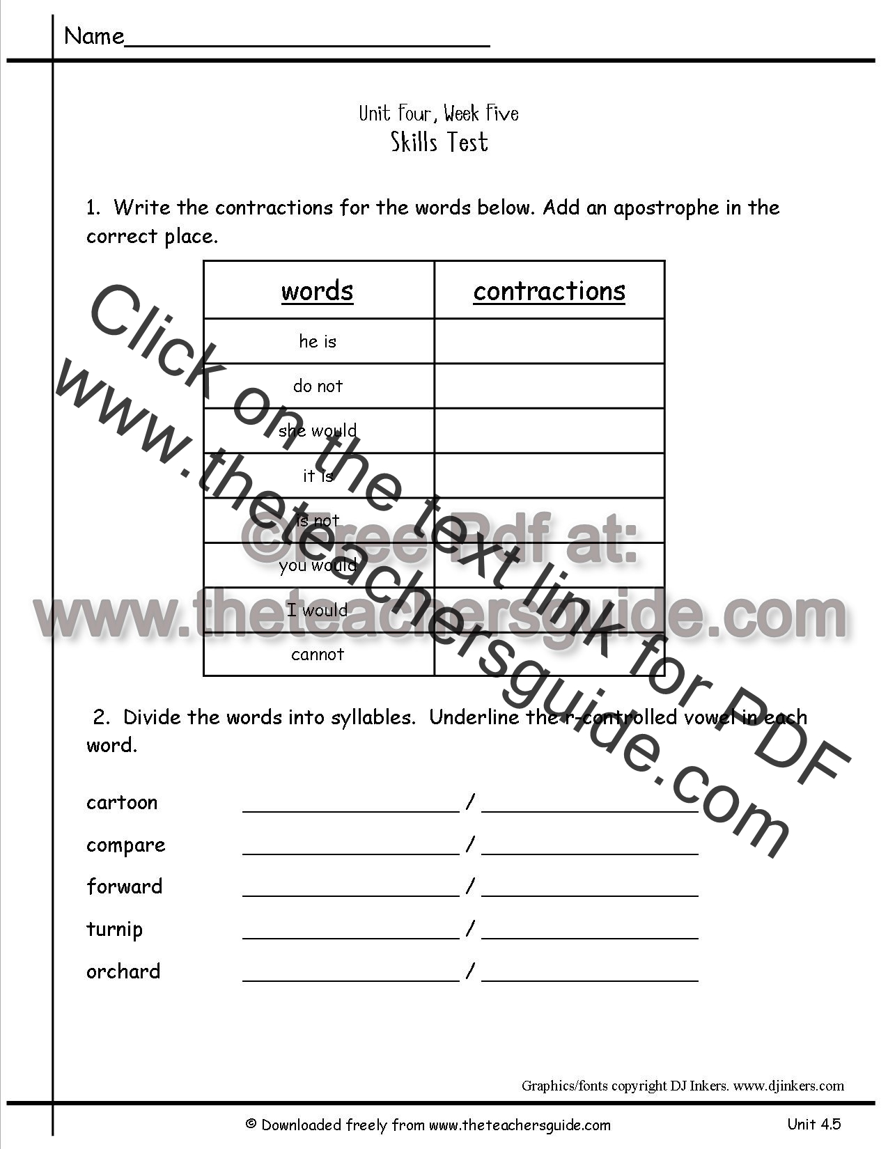 Wonders Second Grade Unit Four Week Five Printouts