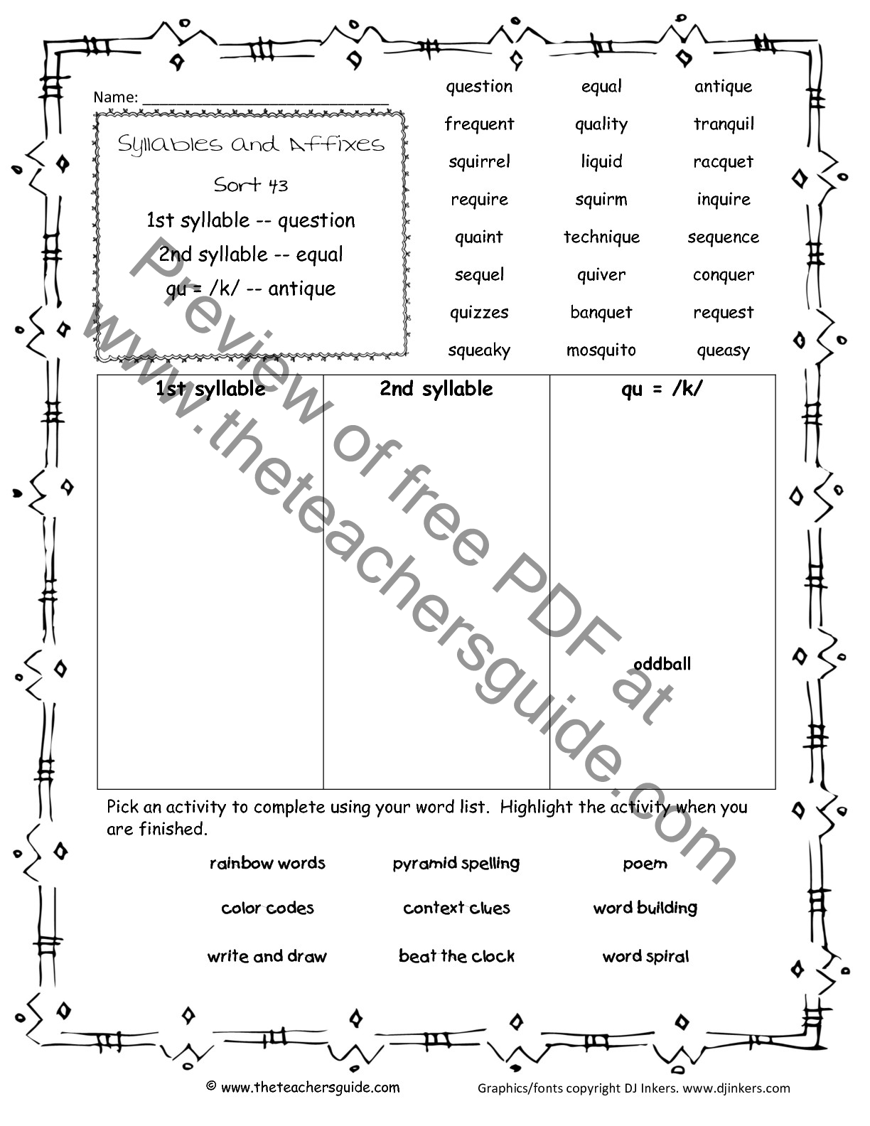 Index of /wordstheirway/syllablesandaffixes