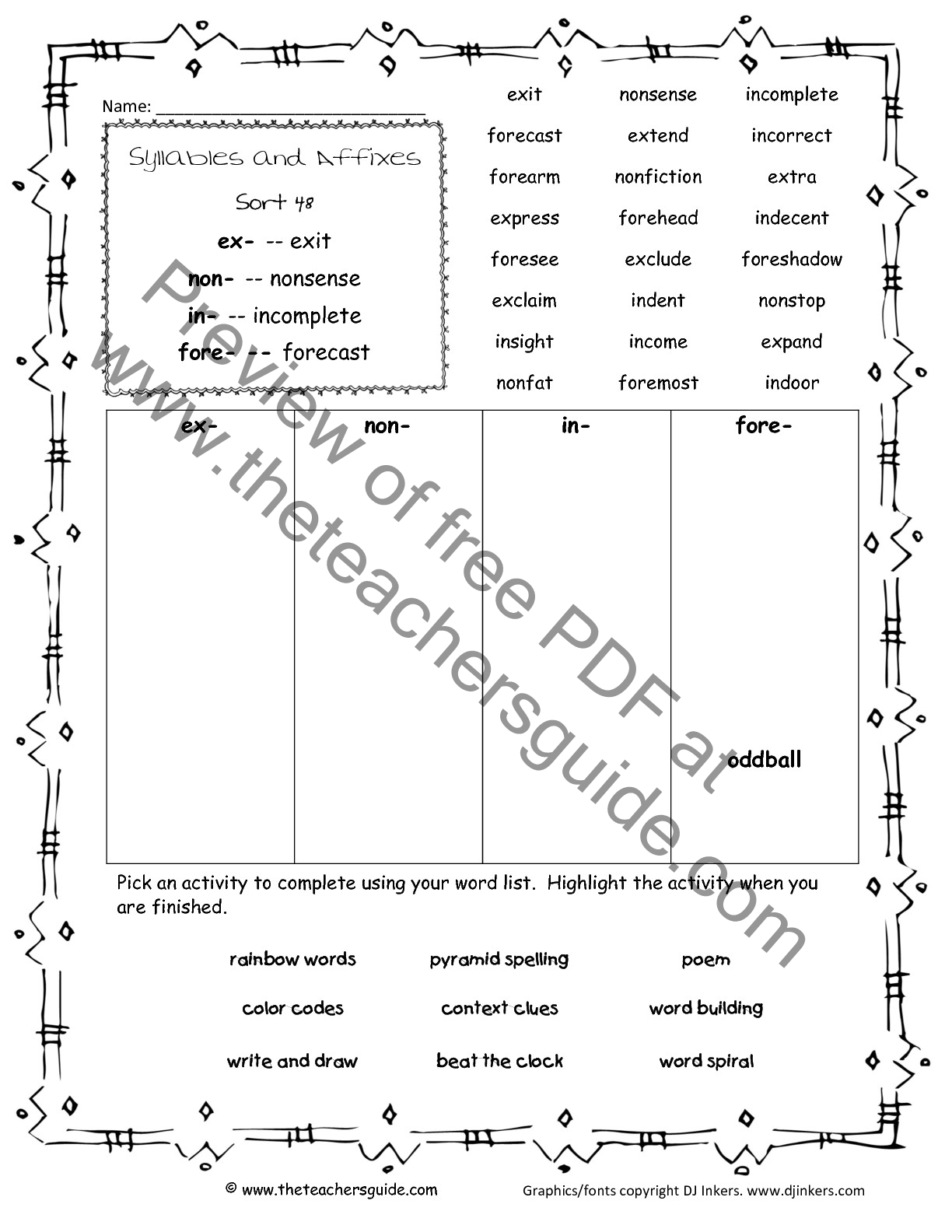 Index of /wordstheirway/syllablesandaffixes