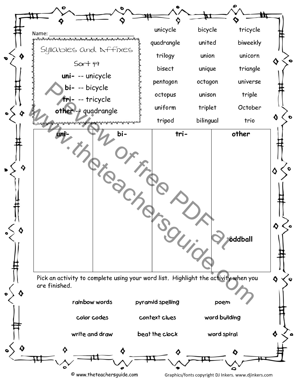 Index of /wordstheirway/syllablesandaffixes
